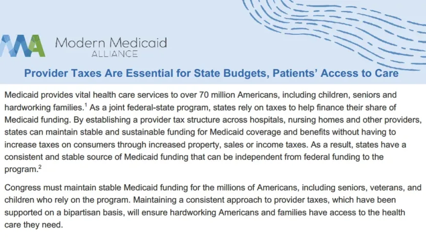 Provider Taxes Are Essential for State Budgets, Patients’ Access to ...