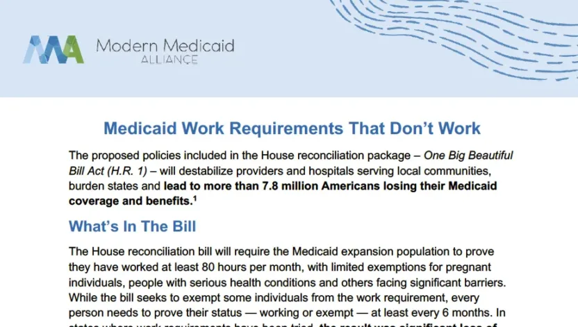 Medicaid Work Requirements That Don’t Work - Modern Medicaid Alliance